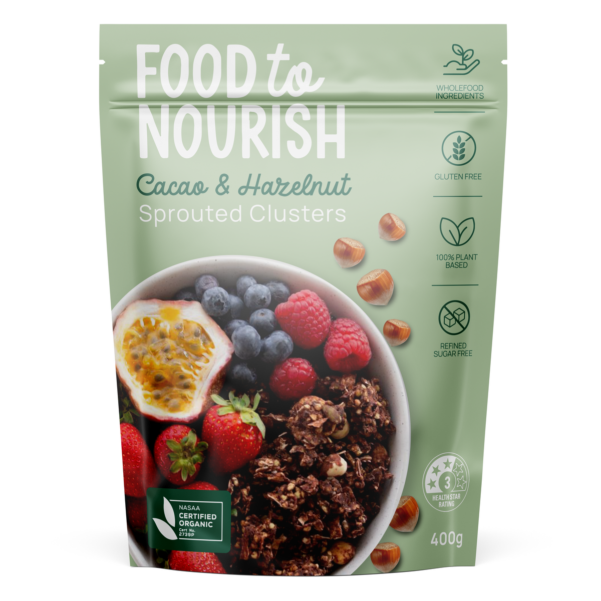 Food to Nourish Sprouted Clusters CACAO & HAZELNUT 400g – My Home Pantry